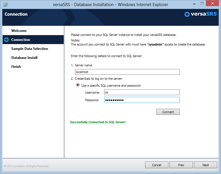 versaSRS Version 6 Installation